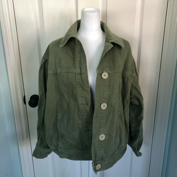 Zara | Jackets & Coats | Zara Oversized Green Jacket | Poshmark